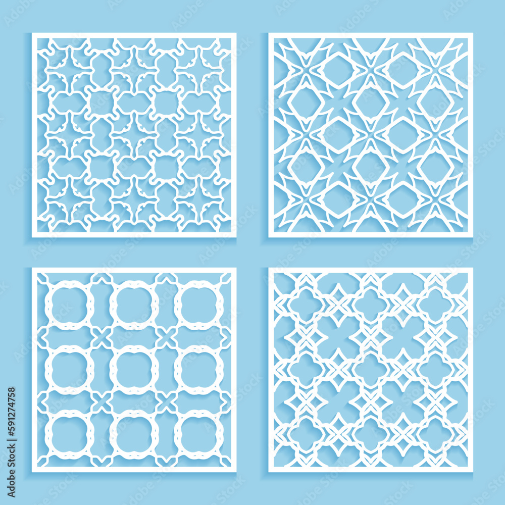 Templates for laser cutting, plotter cutting, printing. Square line ...