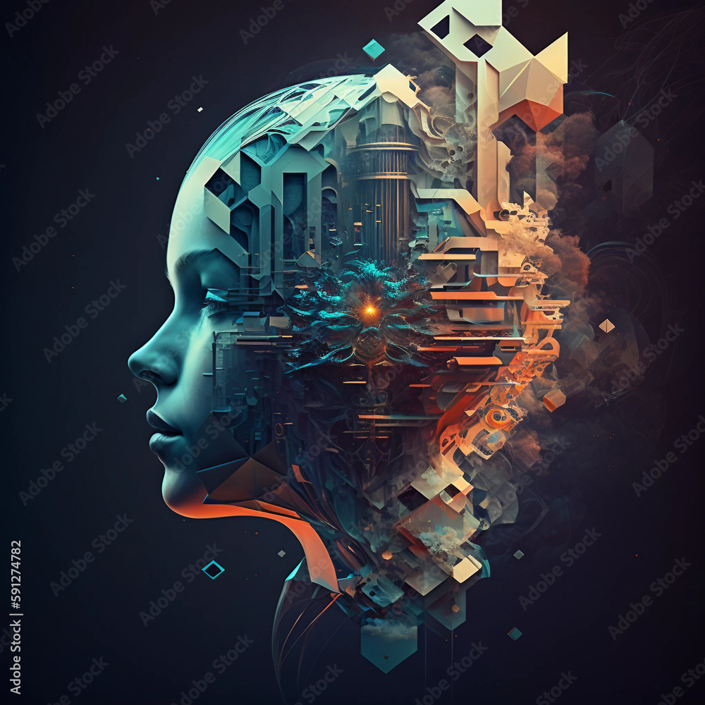 futuristic digital art sci fi art design, in the style of psychological ...