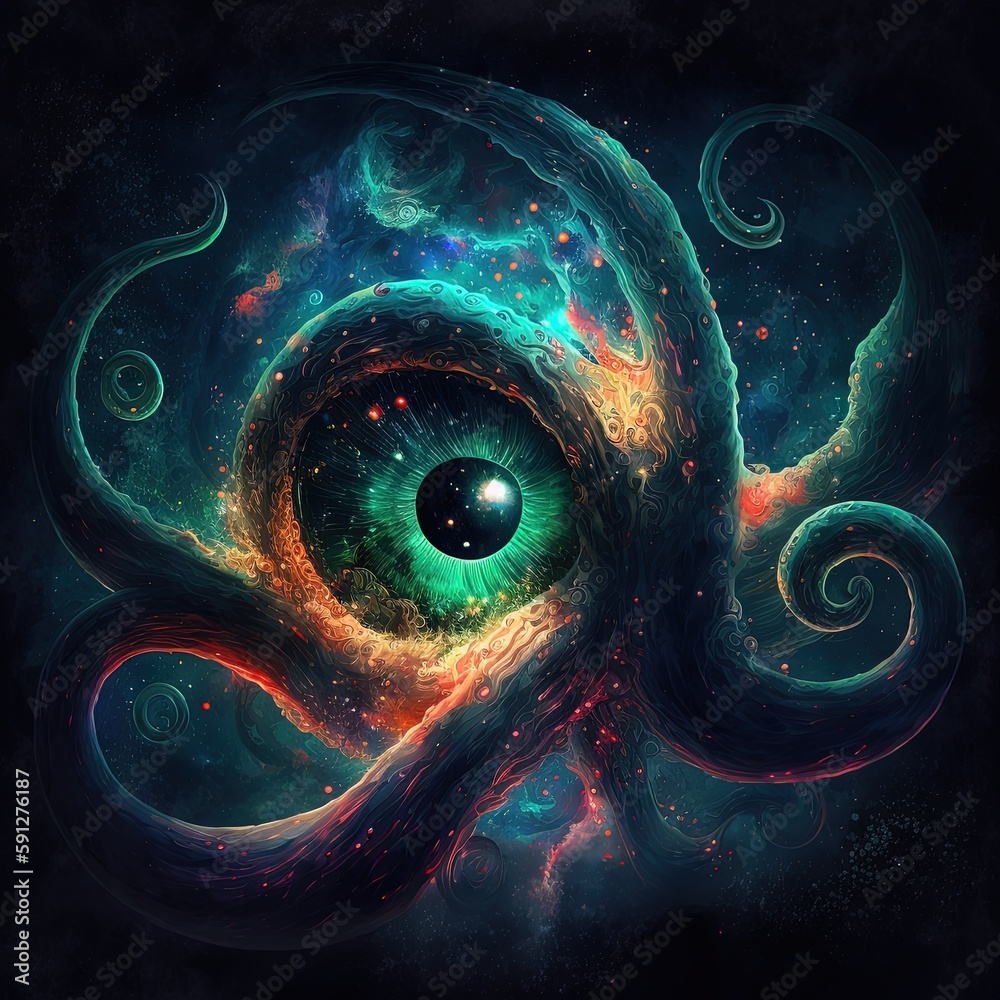 Illustration of galaxy and space with a shape of monsters for HP ...