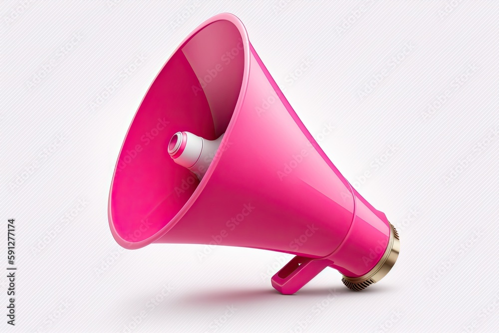 Pink megaphone isolated on white background, generative ai concept of ...