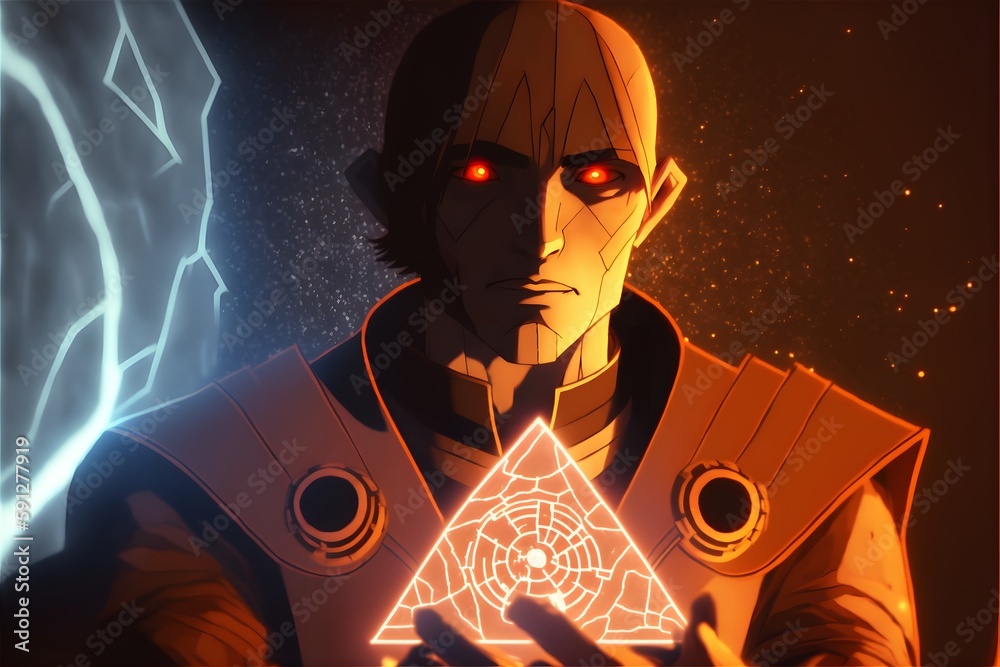 stong built bald man in old republic sith armor levitating a sith ...