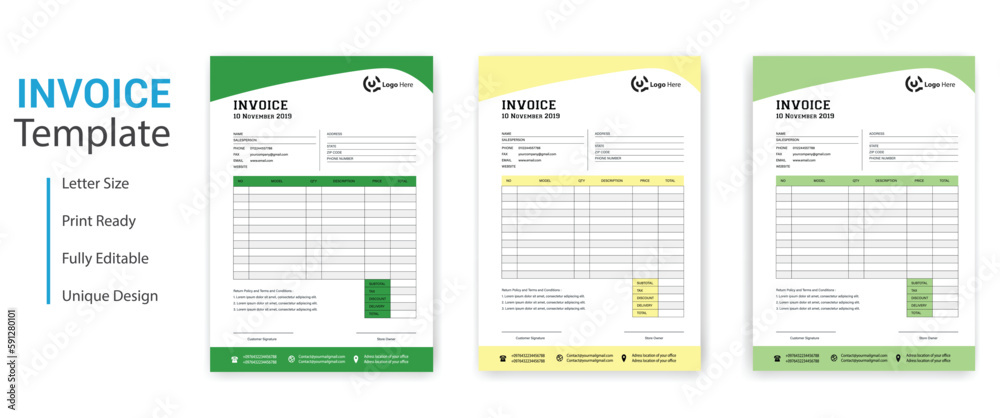 Business invoice form template. Invoicing quotes, money bills or price ...