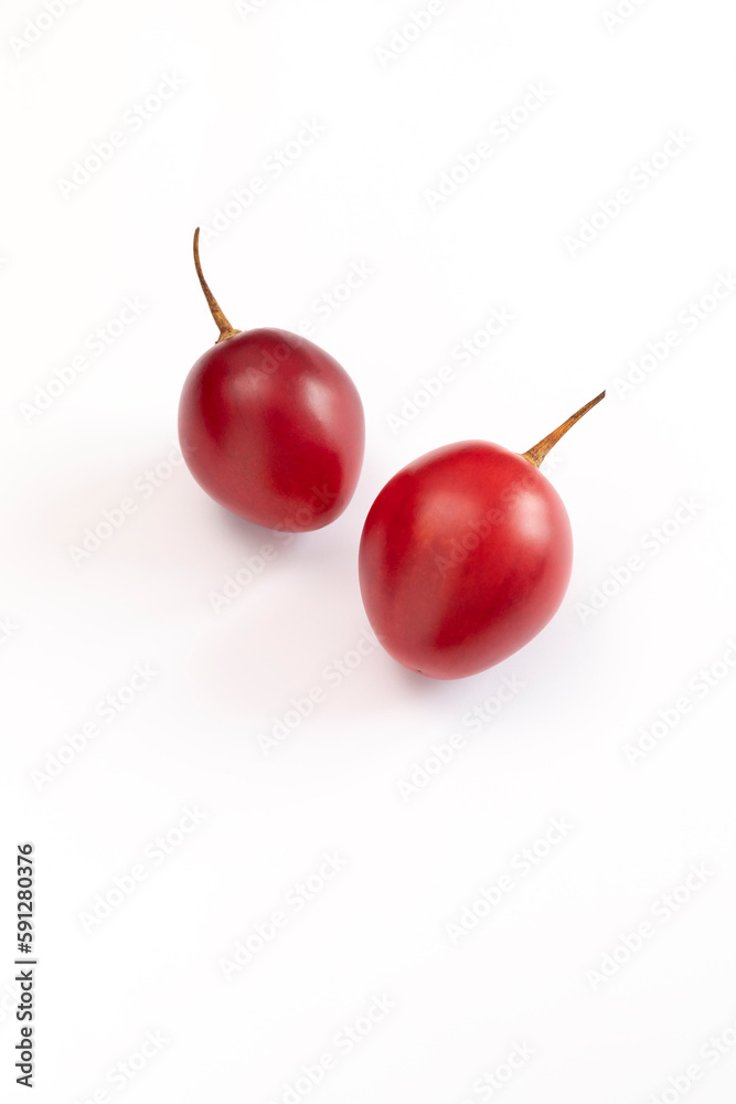 Isolated Fresh Tamarillo Fruit On White Background. Egg-shaped Edible ...