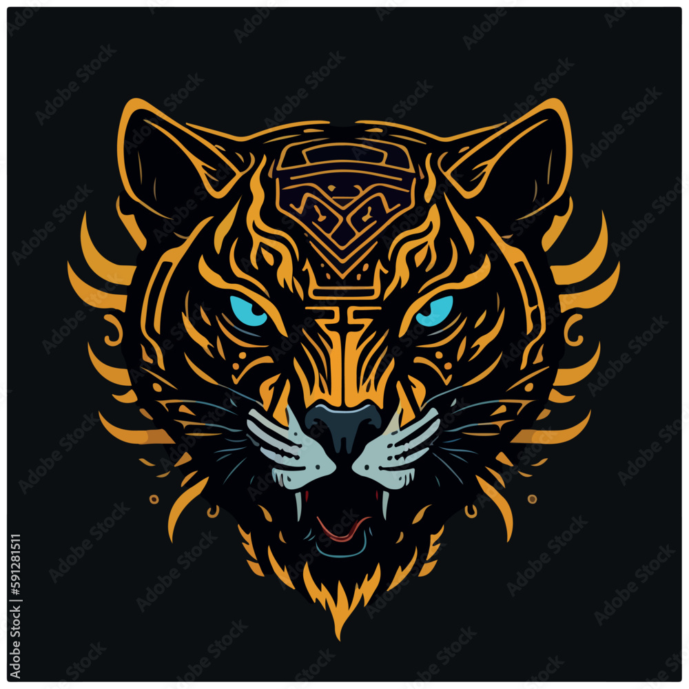 vector image tiger icon with black background Stock Vector | Adobe Stock