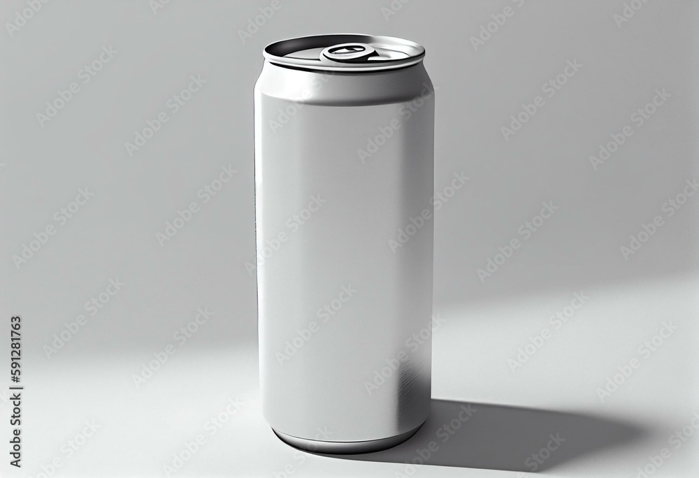Blank slim soda can mockup on white background 3D rendering. Generative ...