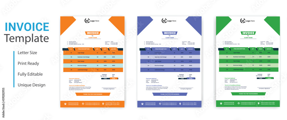 Vetor de Business invoice form template. Invoicing quotes, money bills ...