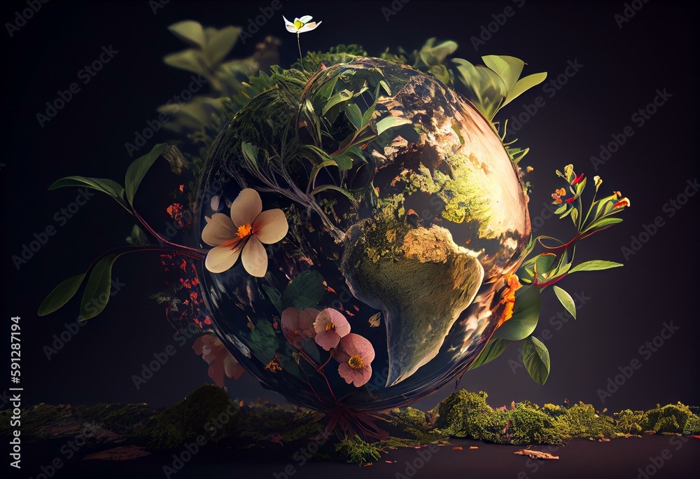 Primavera en nuestro maltratado Planeta Tierra. Generative AI Stock ...