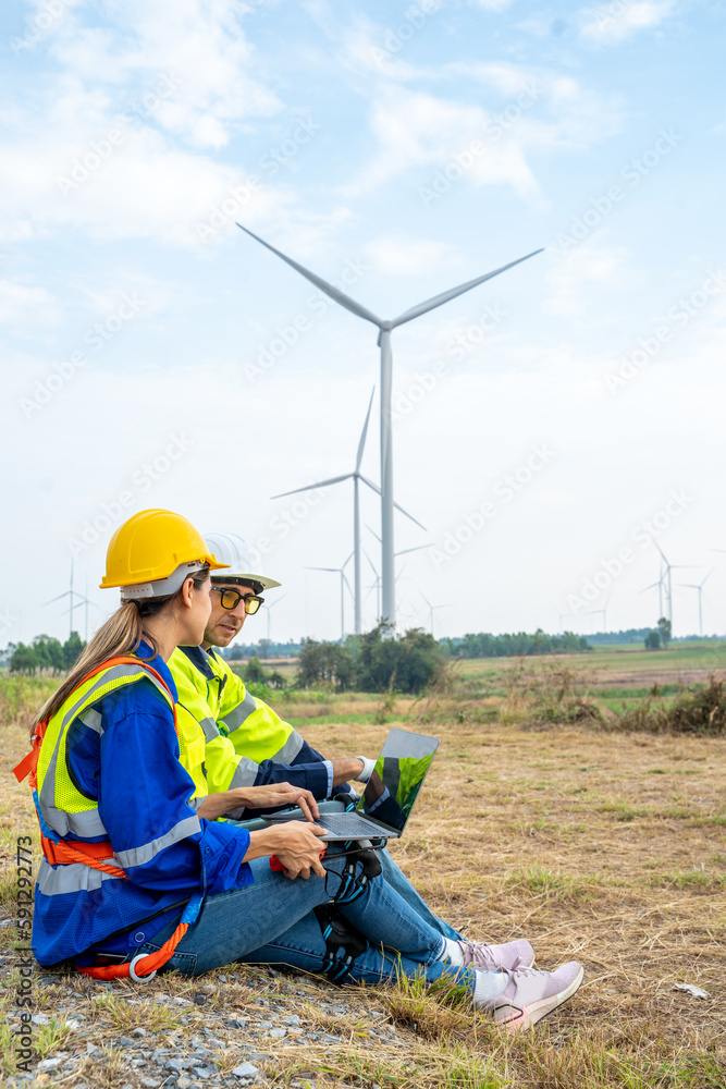 Engineer working and maintenance in wind turbine,Power generation ...