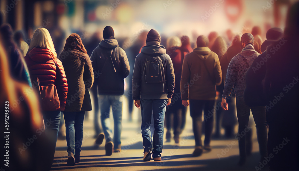 Crowd of people walking street realistic isolated. AI generated Stock ...