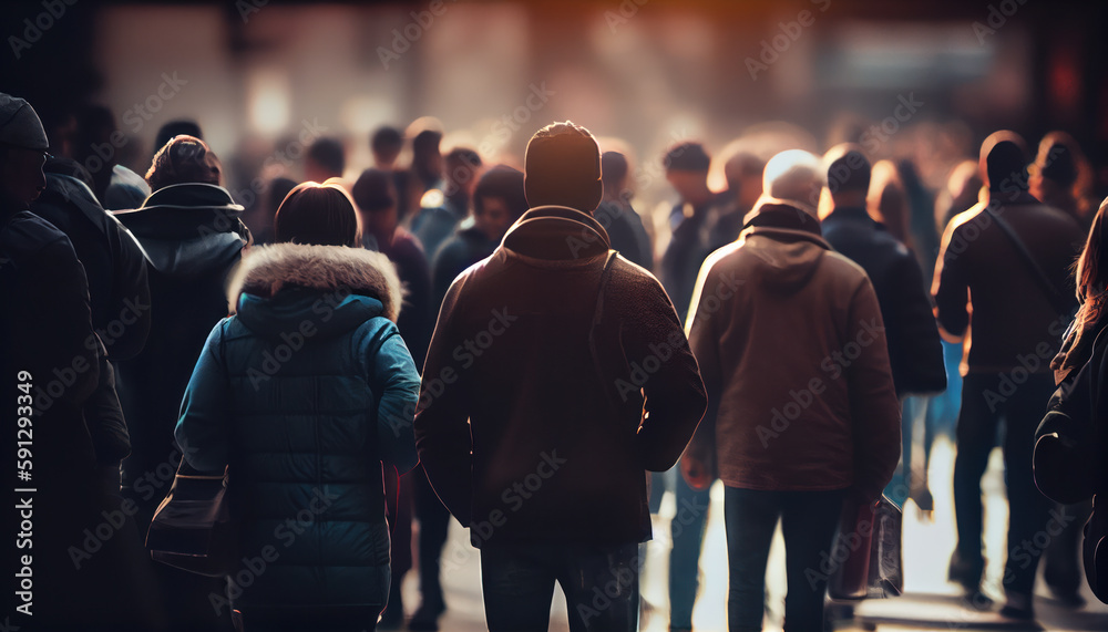 Crowd of people walking street realistic isolated. AI generated ...