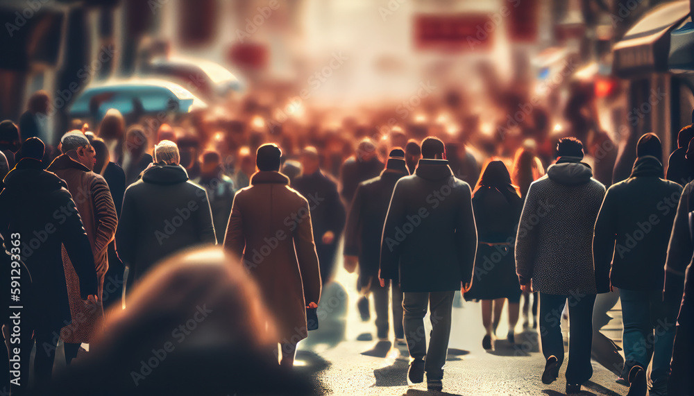 Crowd of people walking street realistic isolated. AI generated Stock ...