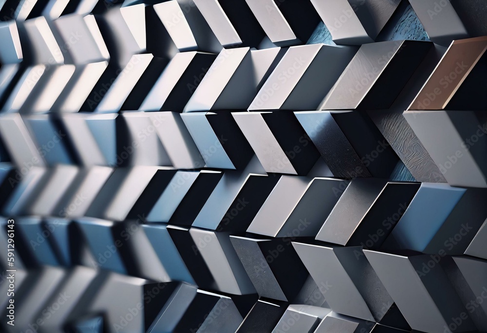 Futuristic, 3D Mosaic Tiles arranged in the shape of a wall. Semigloss ...