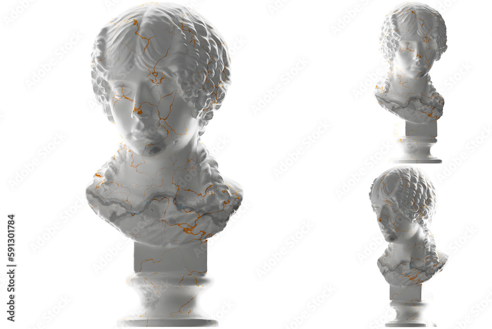 Renaissance statue in white marble and gold for apparel, album covers ...