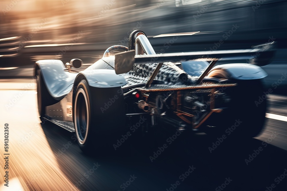 Sports car riding on highway road. Car in fast motion. Fast-moving car ...