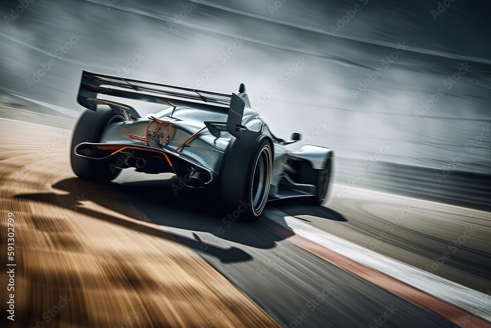 Sports car riding on highway road. Car in fast motion. Fast-moving car ...