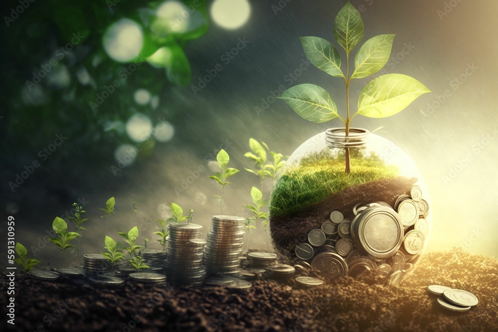 sustainable finance and green finance, symbolizing growth, money, money ...