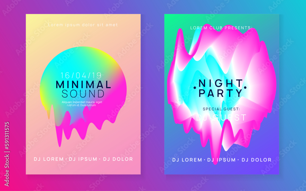 Disco Banner. Memphis Background For Presentation Template. Cool Glitch ...