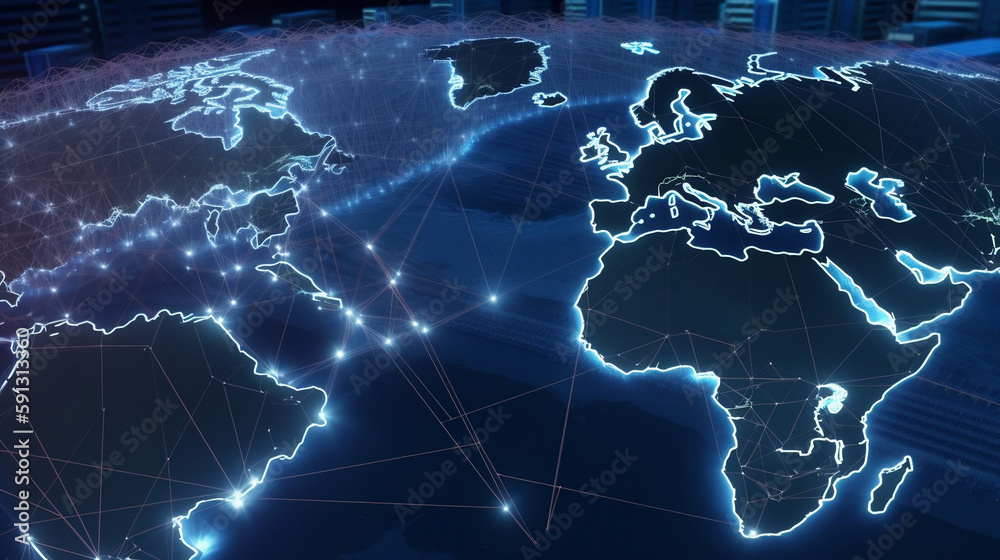 world map, globalisation, connections. Created using generative AI ...