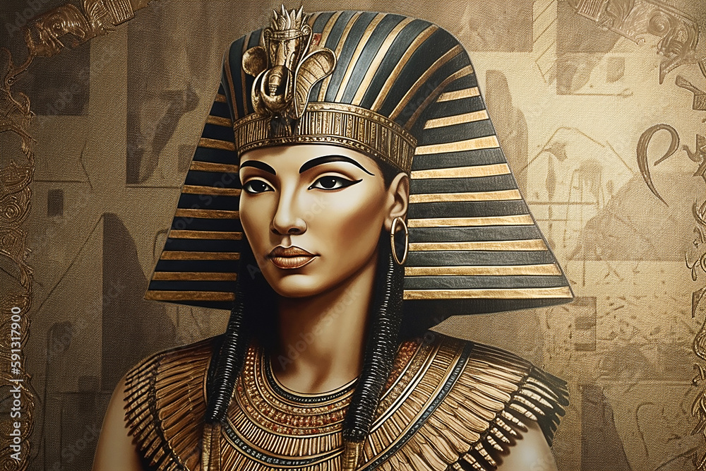 Mesa sobre tela para paredes Pôster da Deusa Egípcia Dourada, Pintura ...