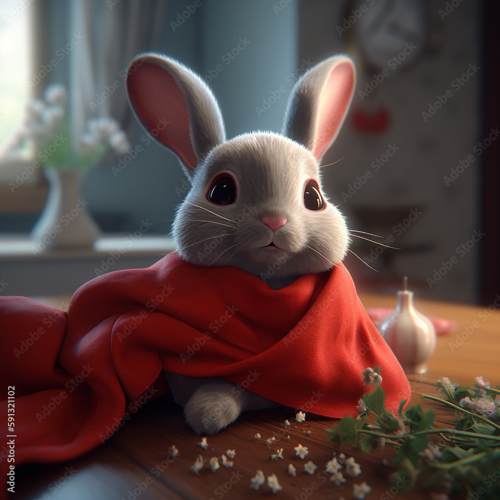 Cute adorable little bunny and happy smiling greeting Ai Generated ...