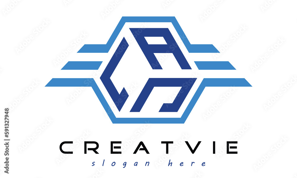 LAJ three-letter geometric shape logo design vector template, isolated ...