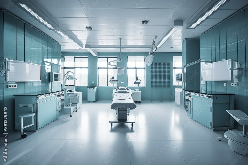 Interior of a surgical ward or intensive care unit. Operating room in a ...