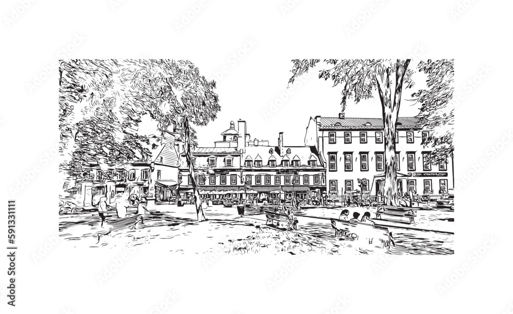 Building view with landmark of Quebec City sits on the Saint Lawrence ...