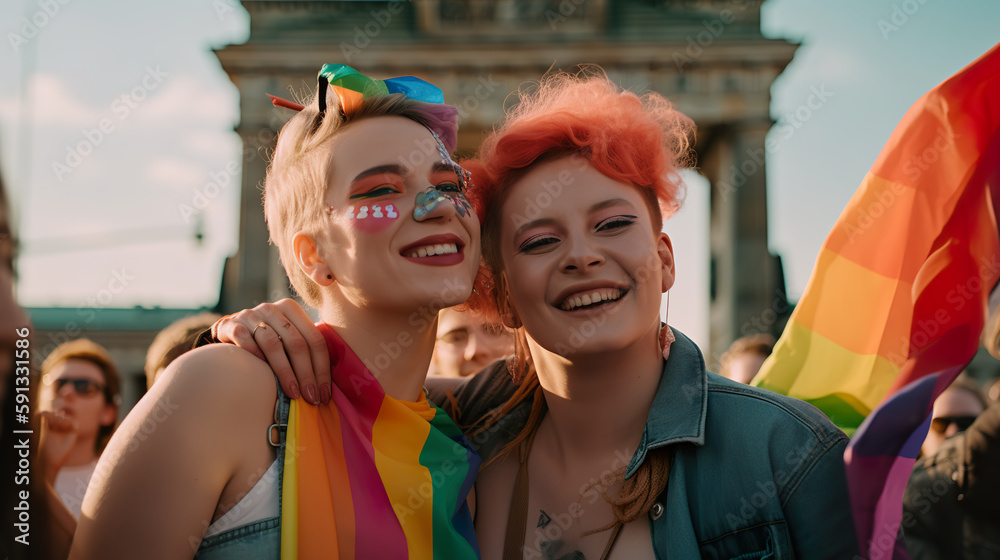 LGBT Berlin Pride Parade participants, AI generative LGBTQ festival ...