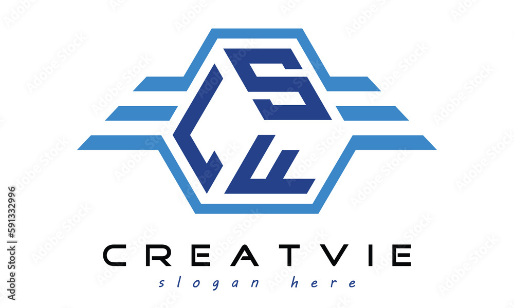 LSF three-letter geometric shape logo design vector template, isolated ...