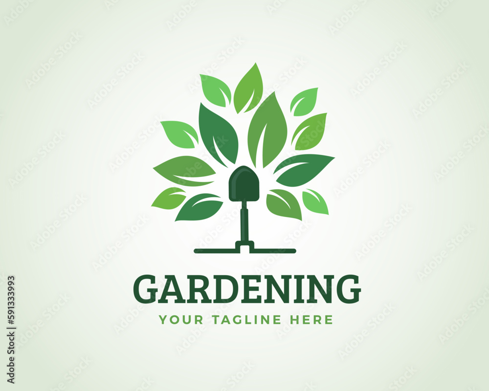 garden tree leaf tool logo design template illustration inspiration ...