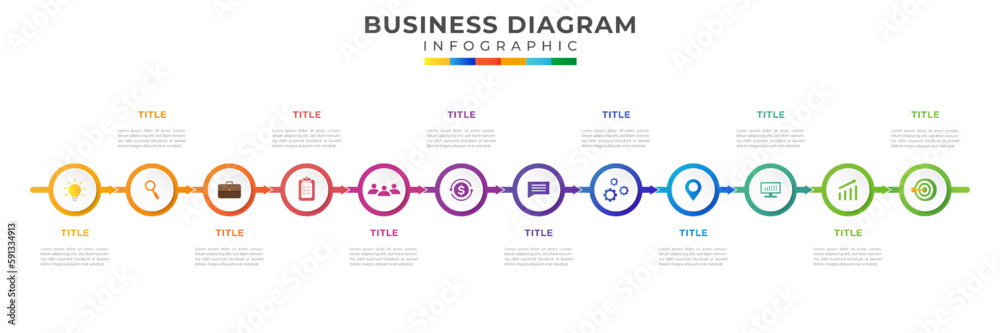 12 Months Modern Timeline diagram calendar, presentation vector ...