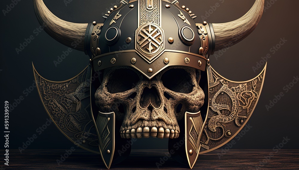 viking skull soldier, digital art illustration, Generative AI Stock ...