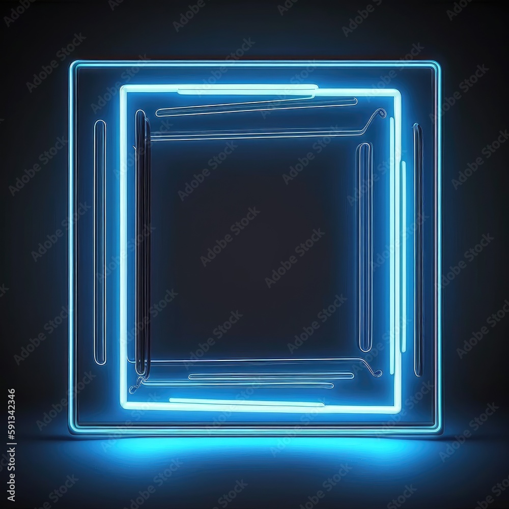 Innovation of square border frame with blue neon light effects ...