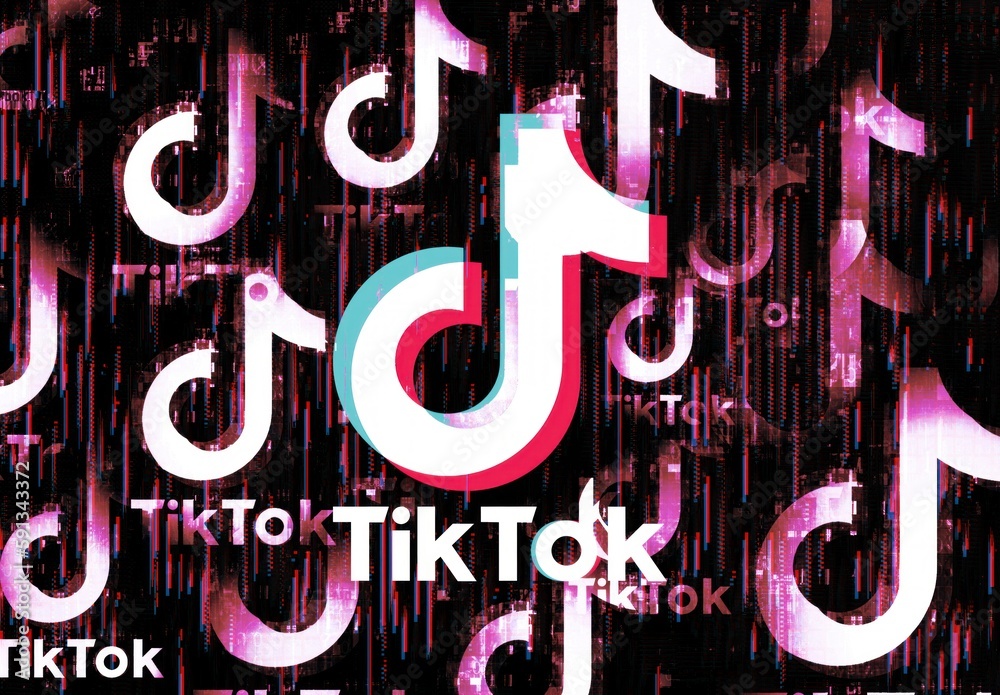 TikTok. Abstract picture with TIK TOK logo, which is a popular social ...