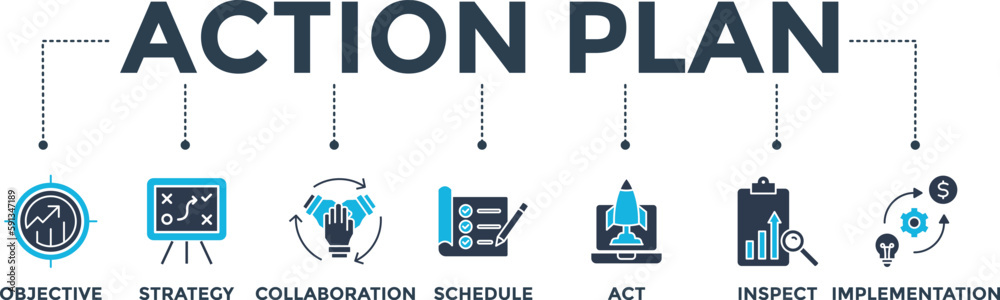 Action plan banner web icon vector illustration concept with icon of ...
