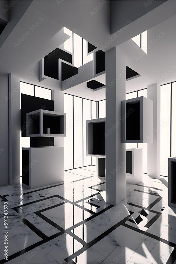 A surreal space where rooms are inside rooms randomly organized and ...