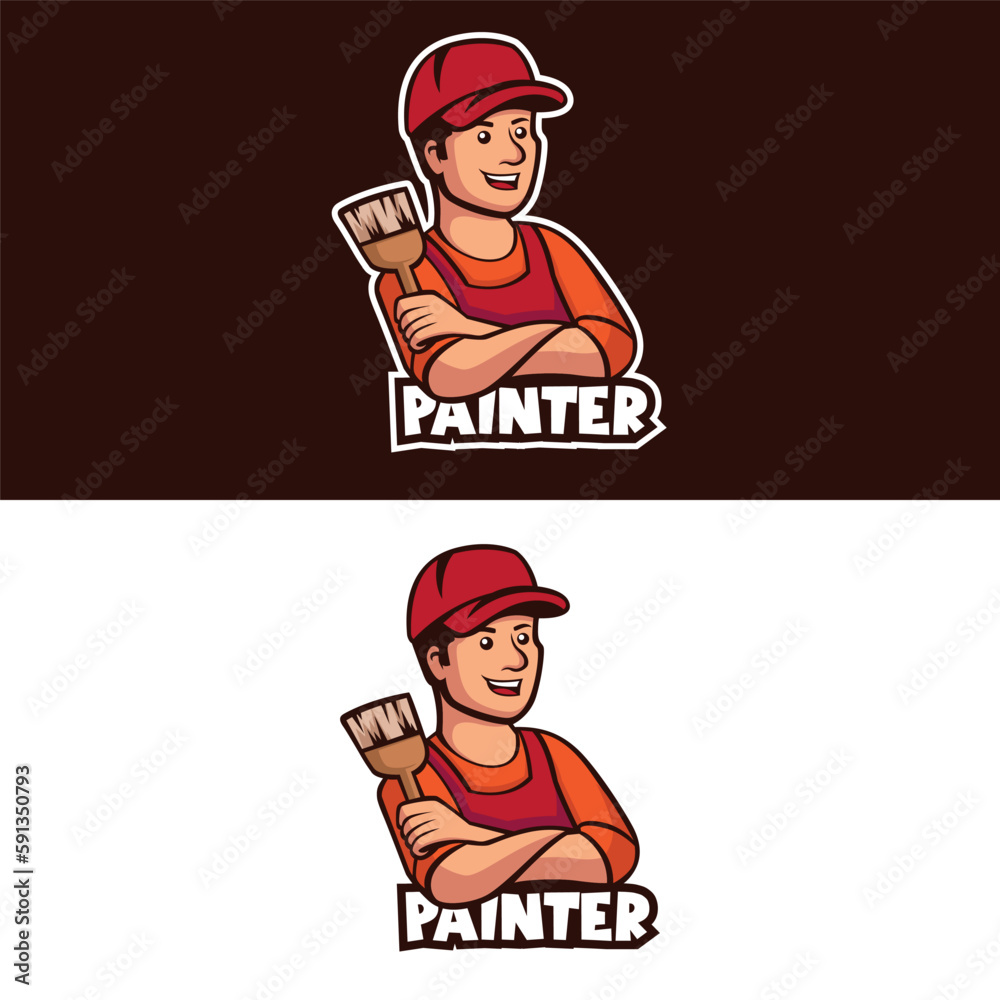 Mascot cartoon painter decorator vector Stock Vector | Adobe Stock