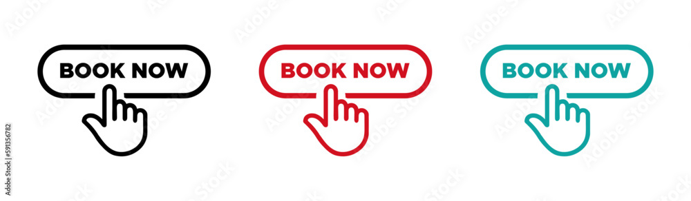 Book now vector icons set Stock Vector | Adobe Stock