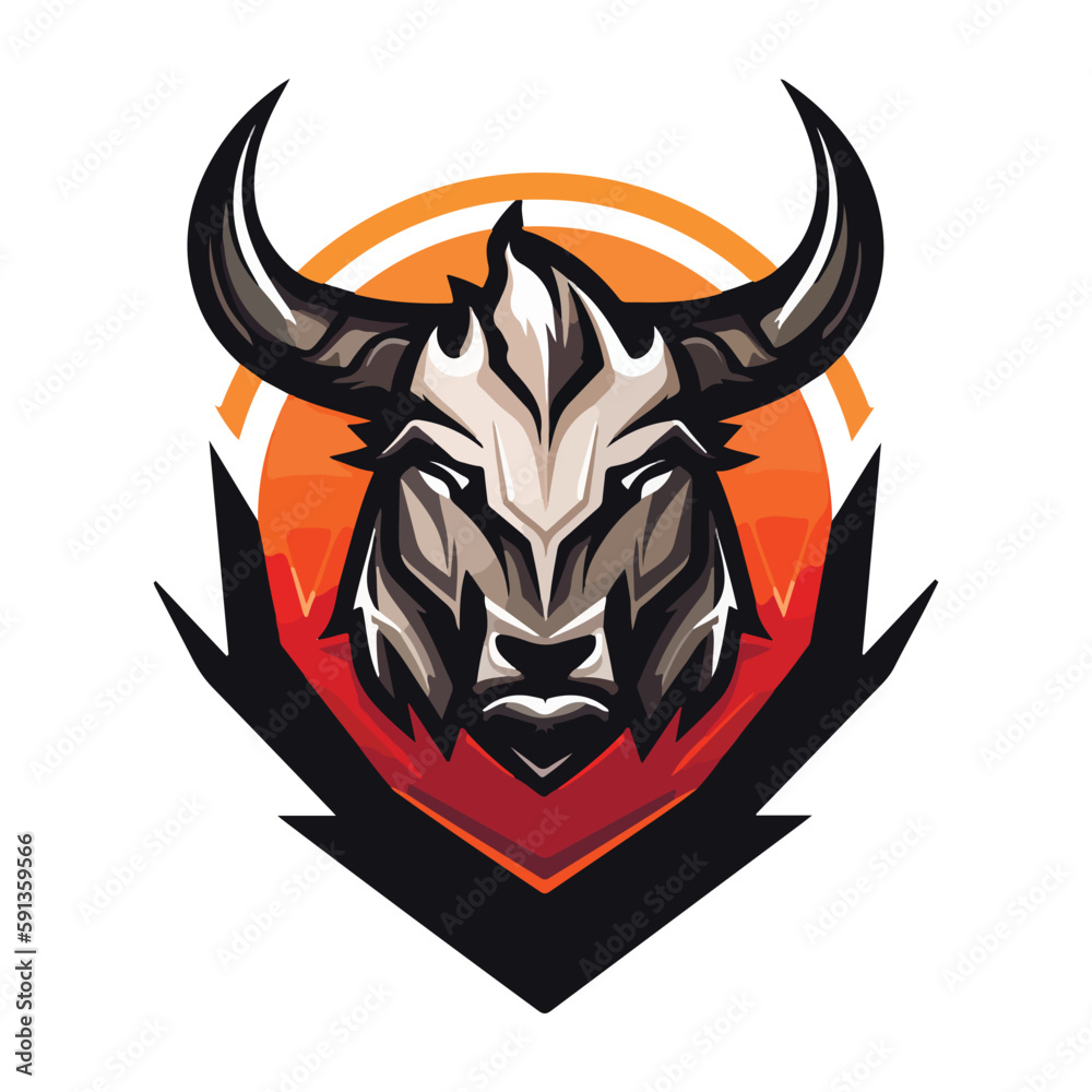 Bull mascot logo design vector with modern illustration concept style ...