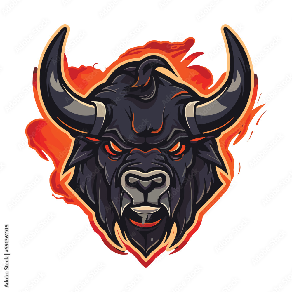 Bull mascot logo design vector with modern illustration concept style ...