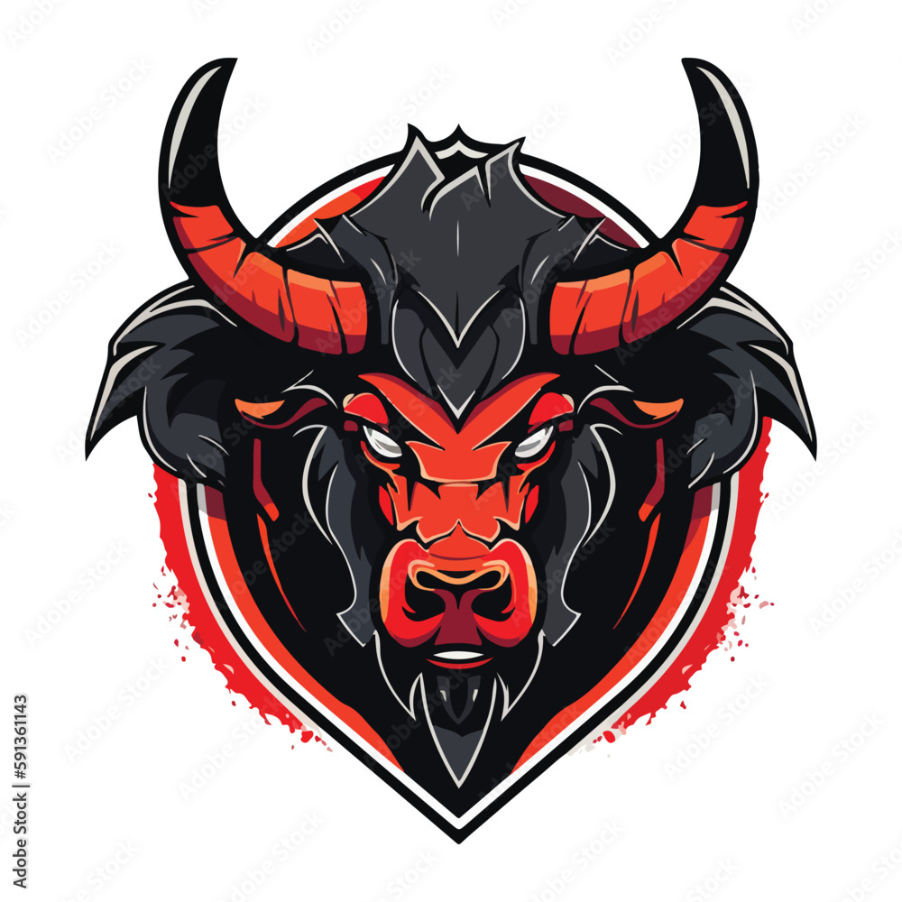 Bull mascot logo design vector with modern illustration concept style ...