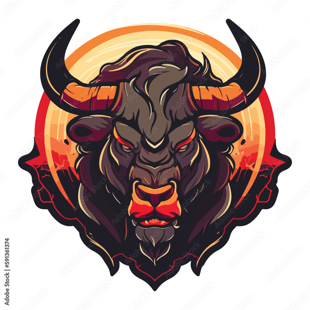 Bull mascot logo design vector with modern illustration concept style ...