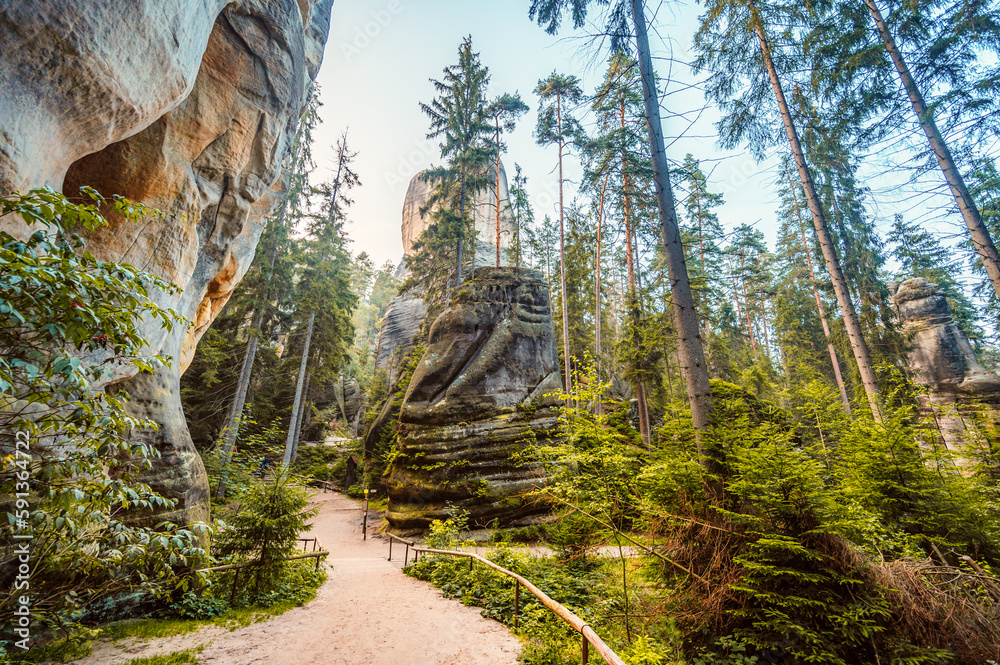 Remains of rock city in Adrspach Rocks, part of Adrspach-Teplice ...