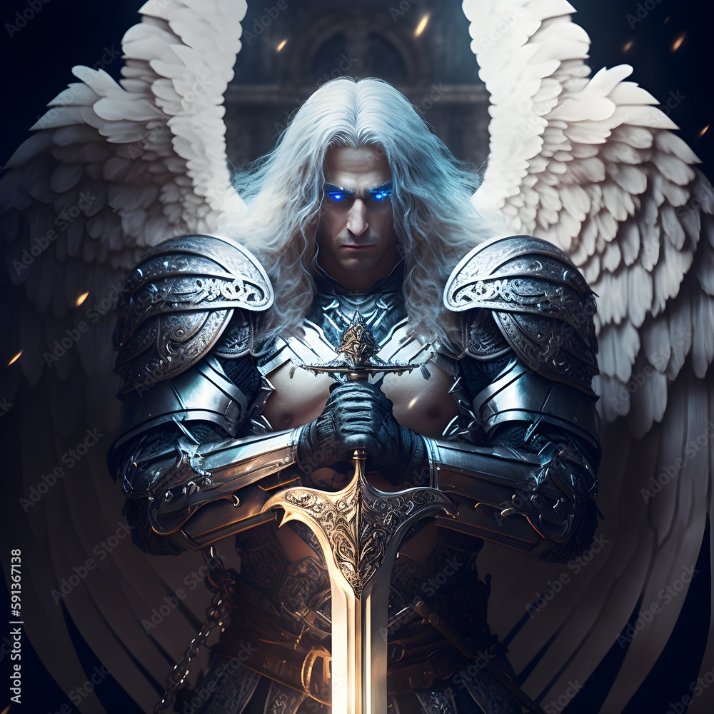 frail angel with ice blue eyes and long white hair in gunmetal angelic ...