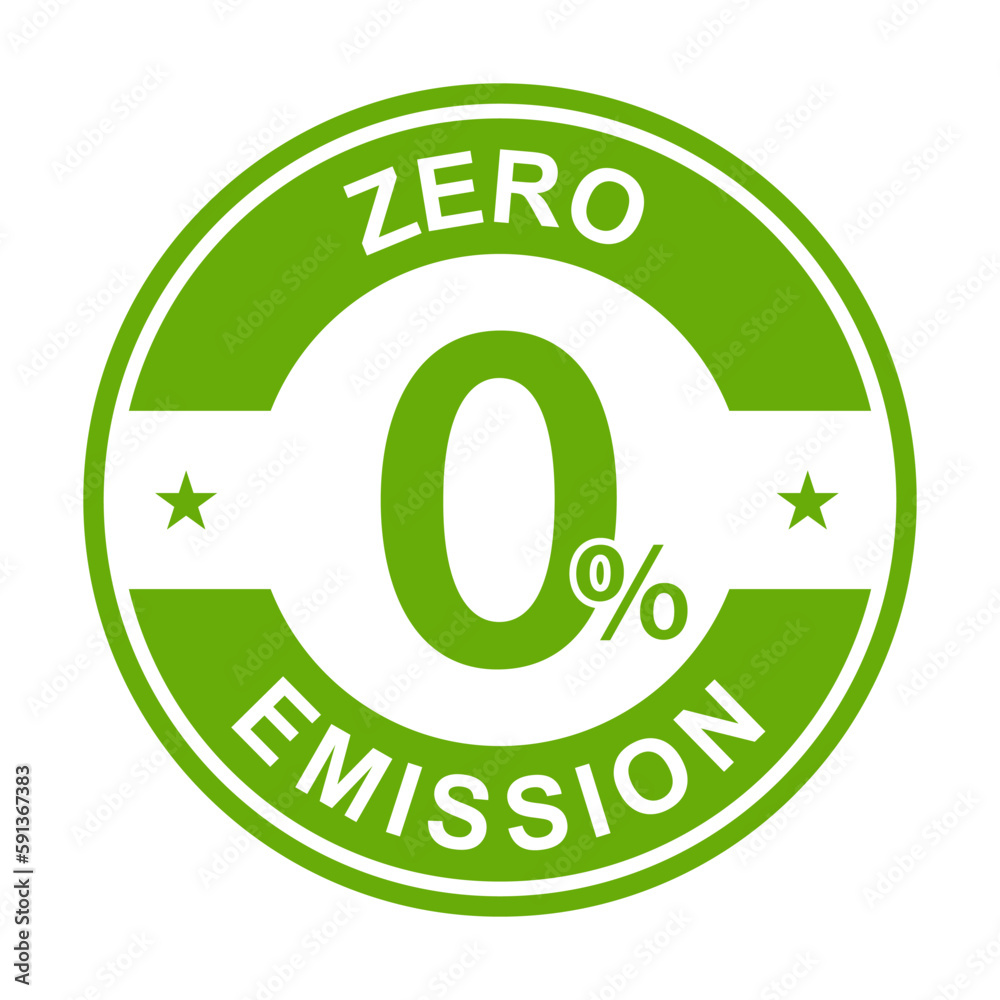 Zero emission icon vector CO2 neutral green sign for your web site ...