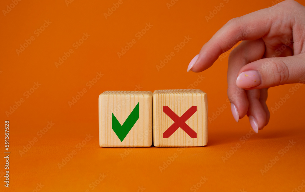 Yes vs No symbol. Businessman hand is making a choice between YES and ...
