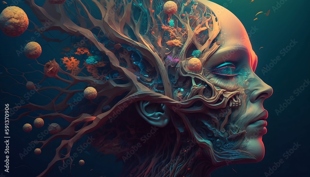 Psychedelic hallucinations. Vibrant illustration. Surreal images ...