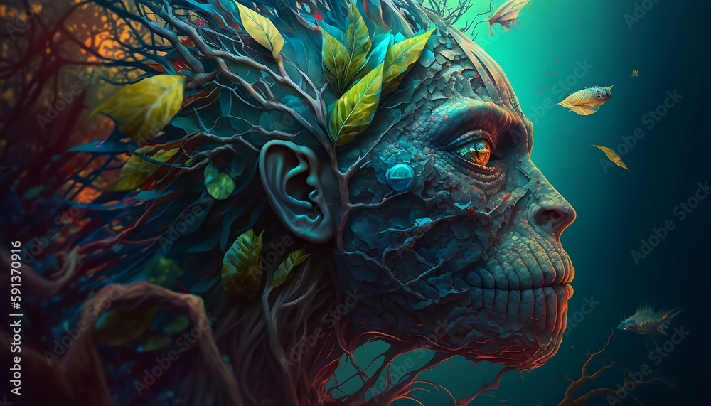 Psychedelic hallucinations. Vibrant illustration. Surreal images ...