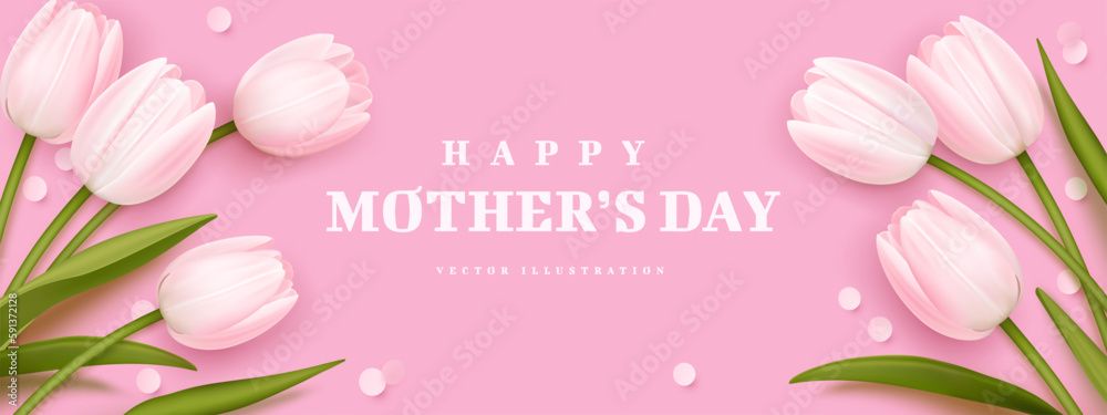 Mother's day greeting background with realistic tulips. Vector ...