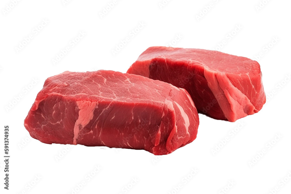 Three Slices of Raw Beef Meat Isolated on Transparent Background PNG: A ...